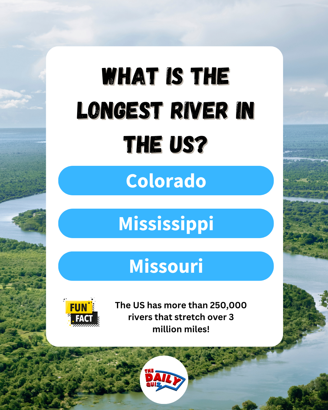 Mapping US Waters: Lakes & Rivers Quiz - TheDailyQuiz.com
